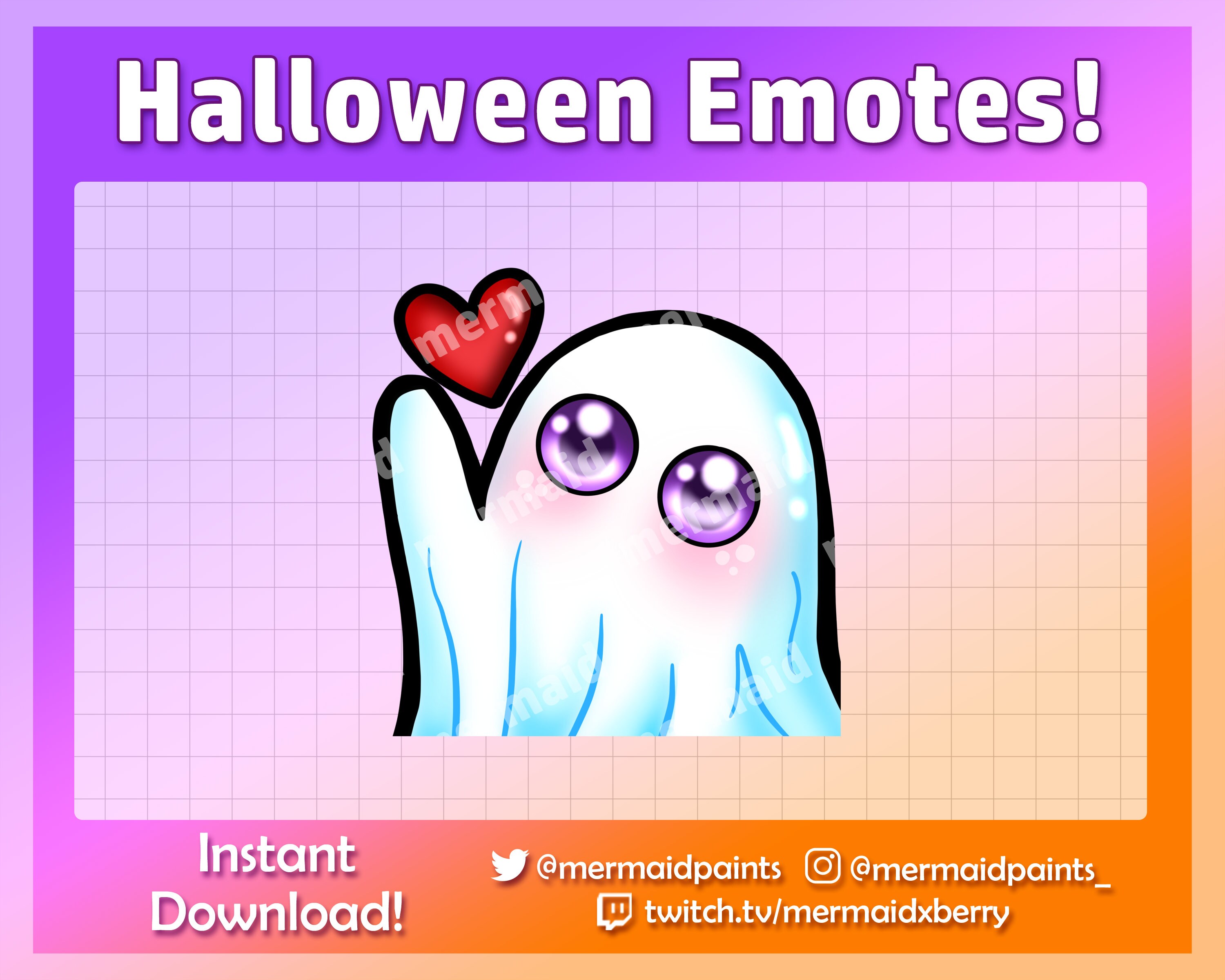 Premade Emote Halloween, Love, Ghost, Presized, PNG, Twitch, Discord ...