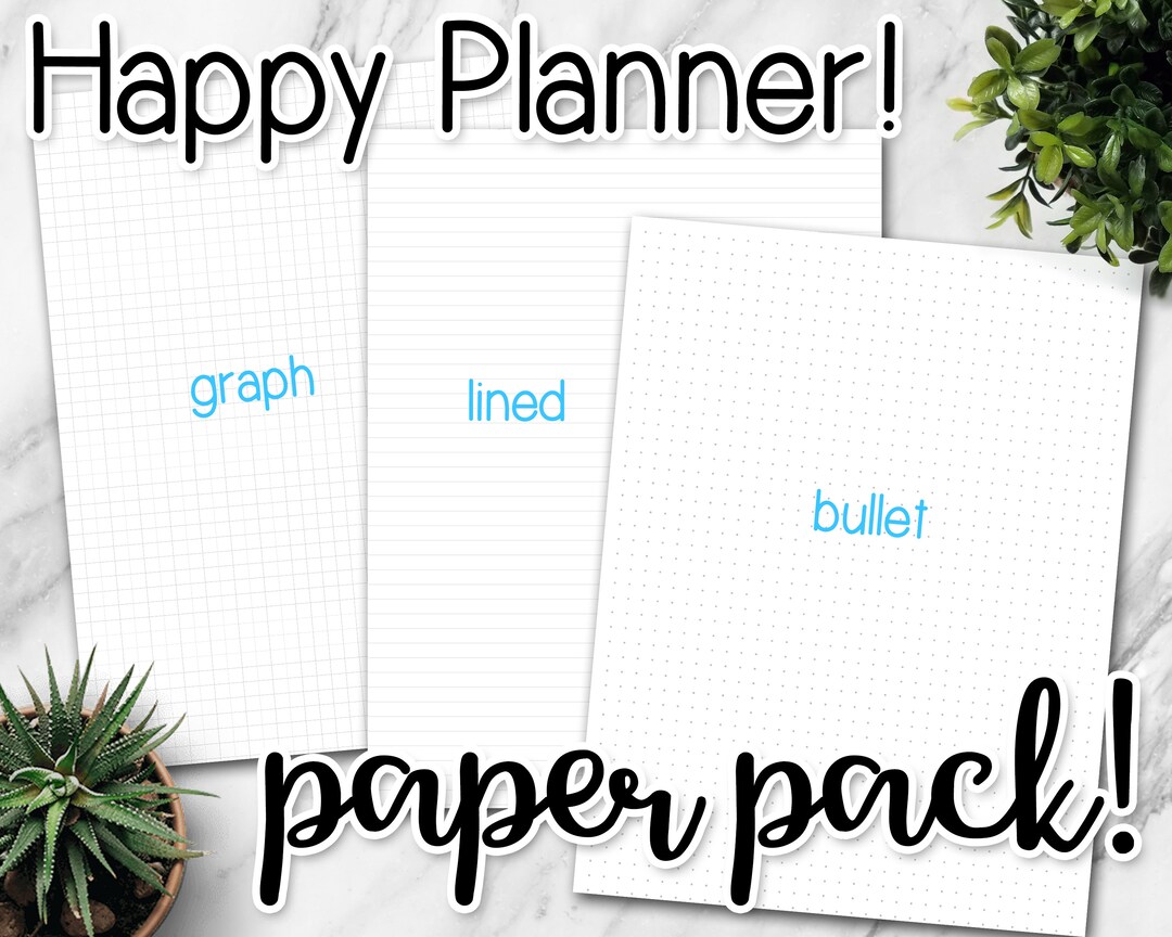 Happy Planner, Classic Size, 3 Paper Pack, Lined, Dotted, Graph ...