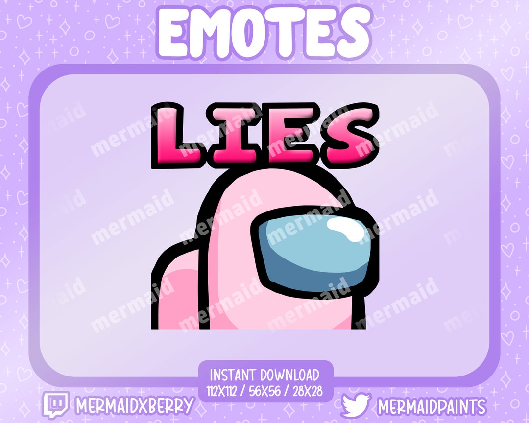 Premade Emote! - Among Us, Lies, Sus, Pink, Presized, PNG, Twitch ...