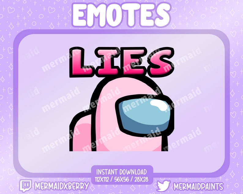 Premade Emote! - Among Us, Lies, Sus, Pink, Presized, PNG, Twitch ...