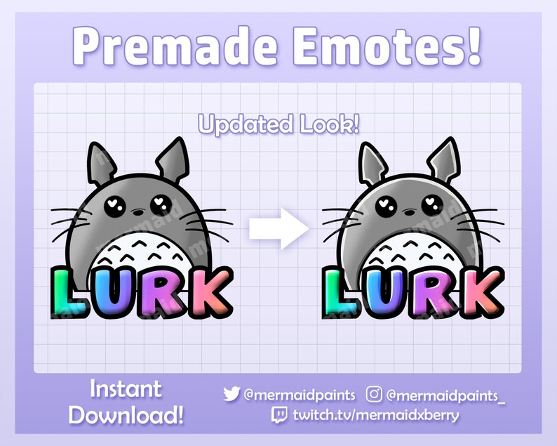 Premade Emote! - Totoro, Lurk, Presized, PNG, Twitch, Discord, Icon - Etsy