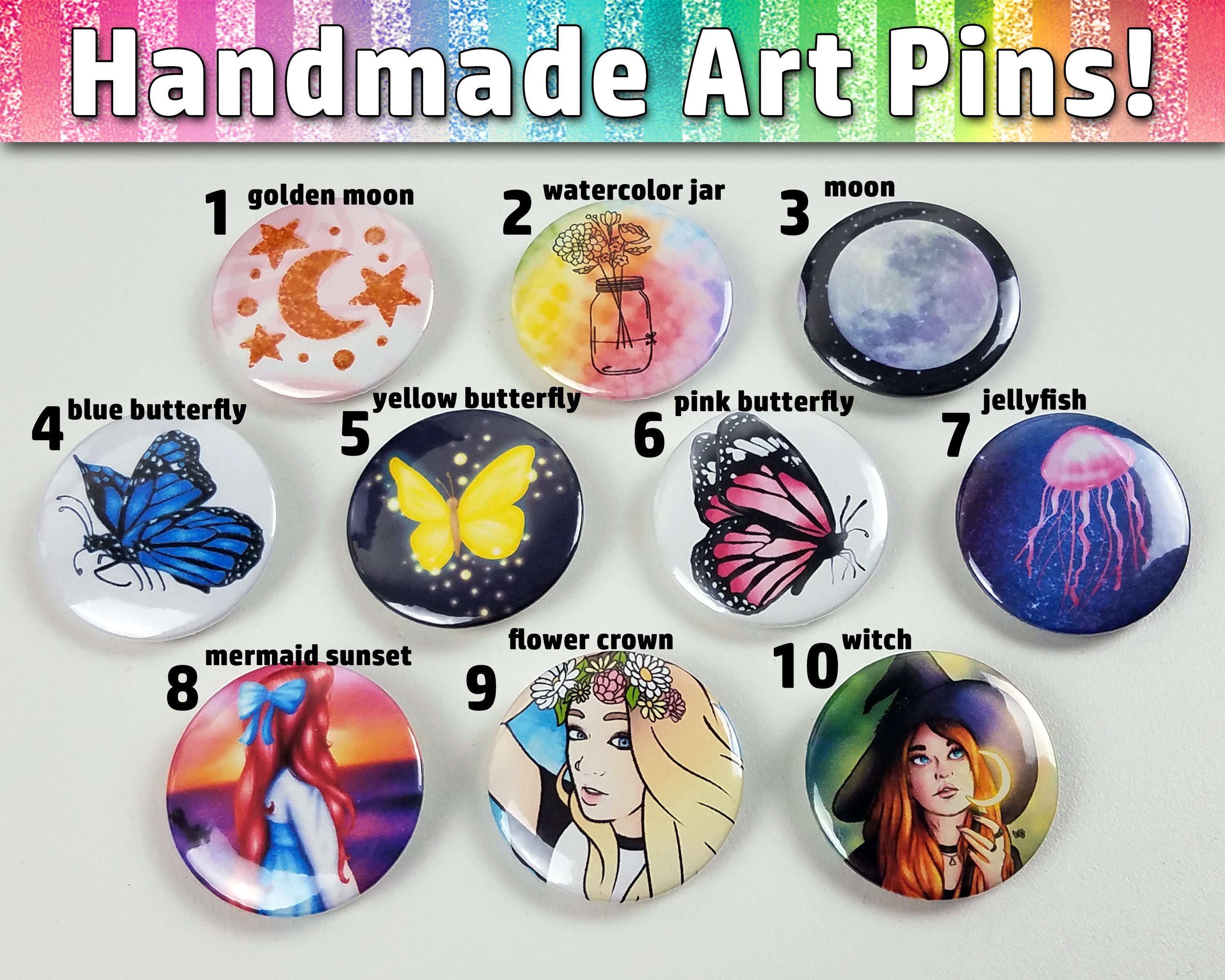 Handmade Art Pins Various Designs 10 Variations - Etsy