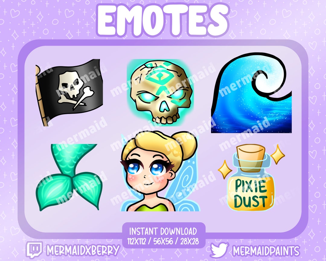 Premade Emote Set! - Pirate, Mermaid, Fairy, Presized, PNG, Twitch ...