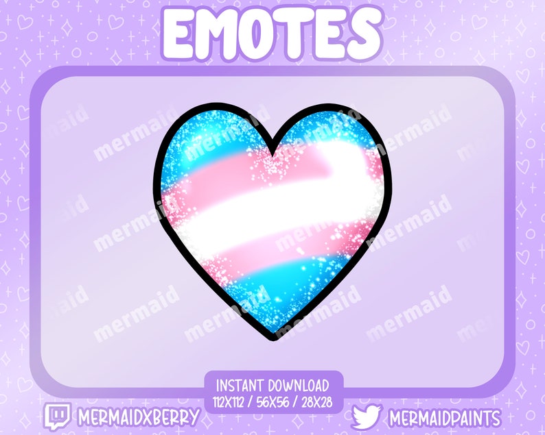 Premade Emotes Transgender Pride Flag Heart, Presized, PNG, Twitch ...