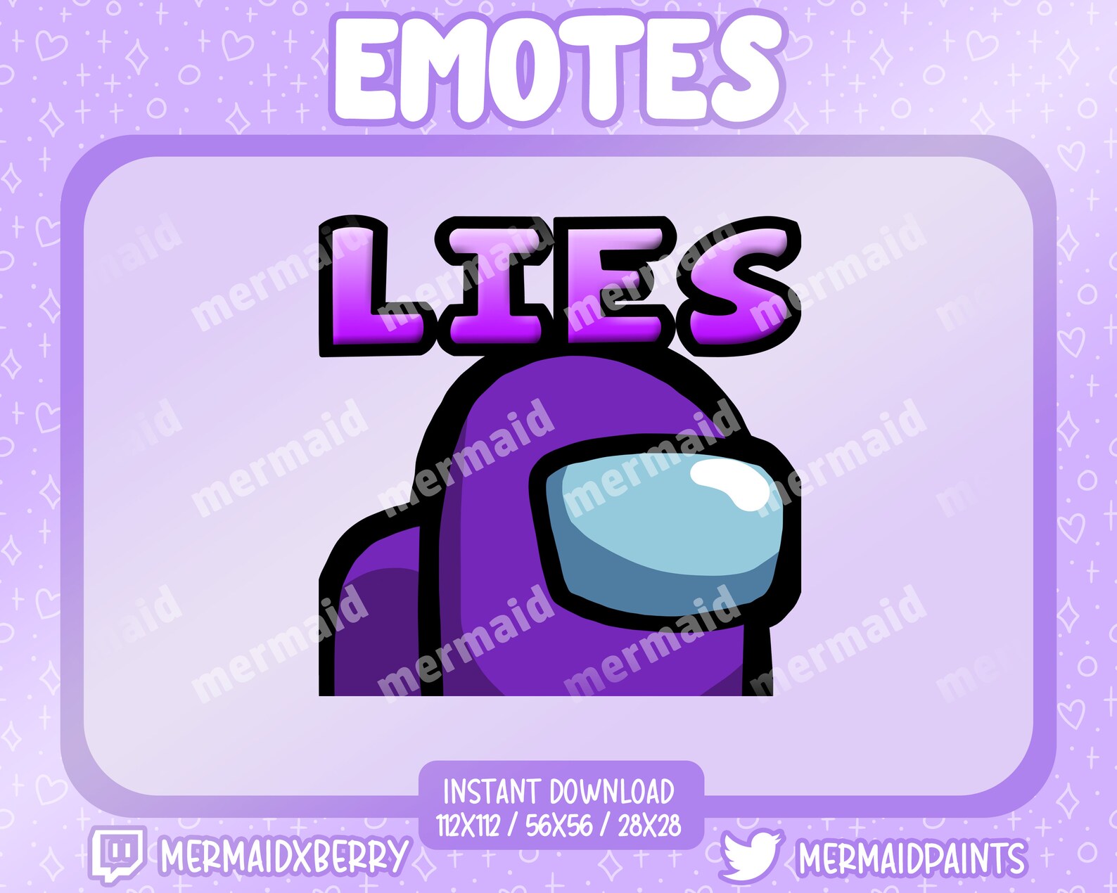 Premade Emote! - Among Us, Lies, Sus, Purple, Presized, PNG, Twitch ...