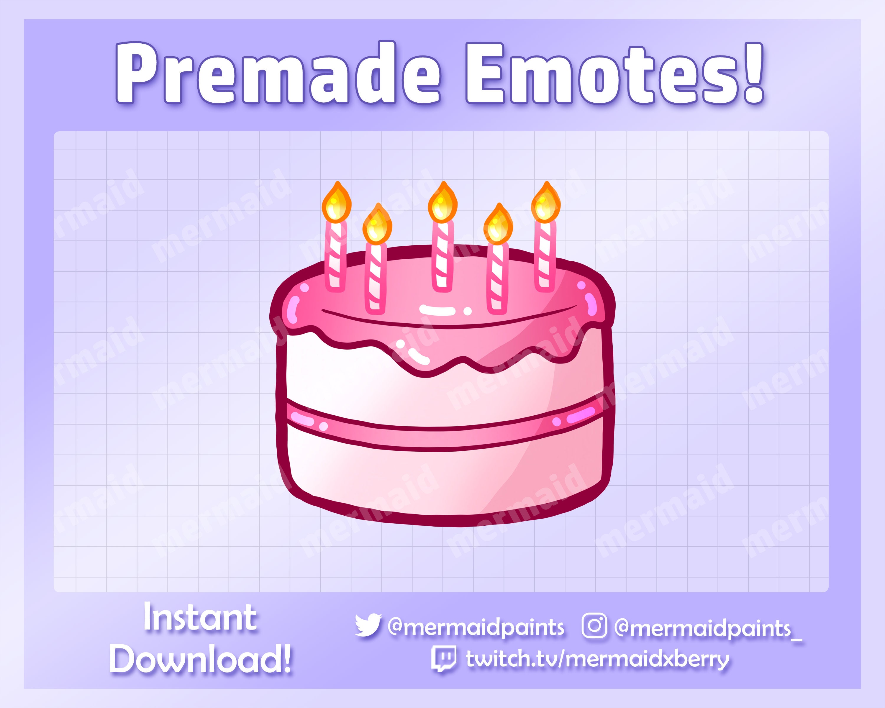 Premade Emote Cake, Birthday, Pink, Presized, PNG, Twitch, Discord ...