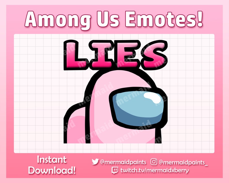 Premade Emote Among Us, Lies, Sus, Pink, Presized, PNG, Twitch, Discord ...