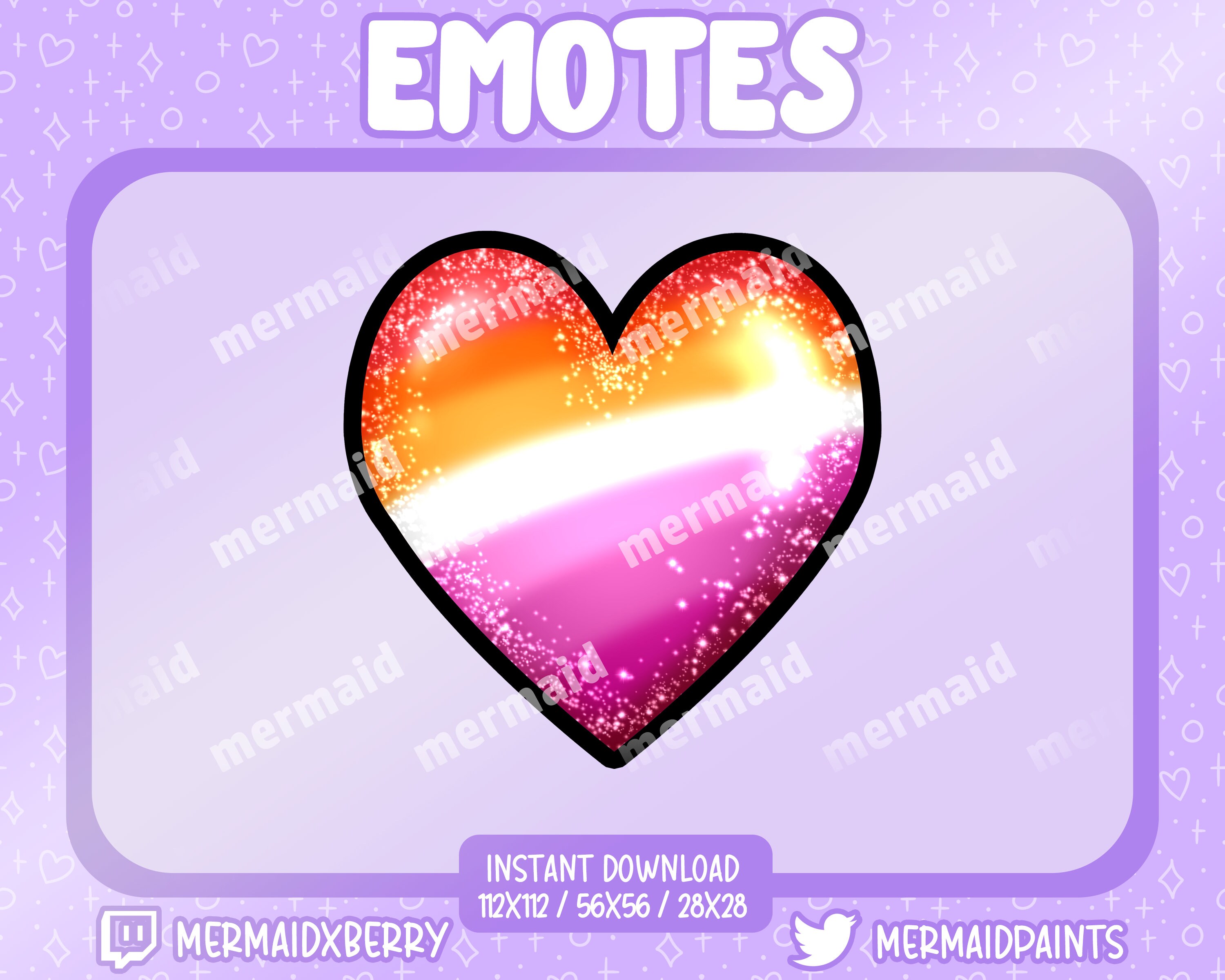 Premade Emotes! - Lesbian Pride Flag Heart, Presized, PNG, Twitch ...