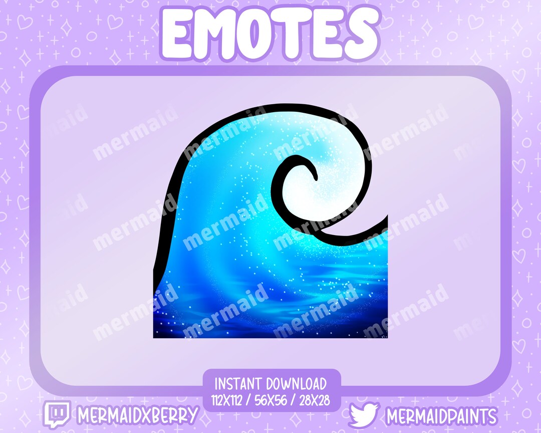 Premade Emote! - Wave, Hydrate, Ocean, Mermaid, Presized, PNG, Twitch ...