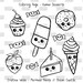 Digi Stamp Set & Coloring Page - Kawaii Desserts - Etsy