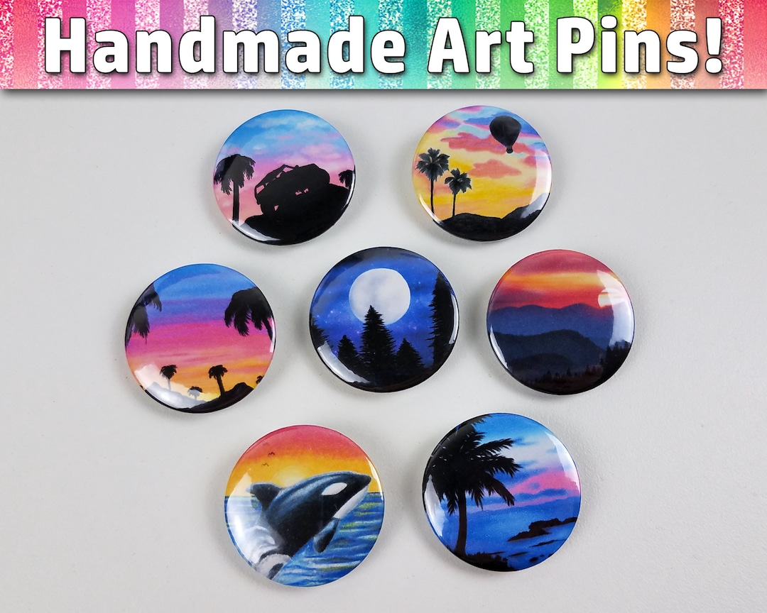 Handmade Art Pins Scenery, 7 Variations - Etsy