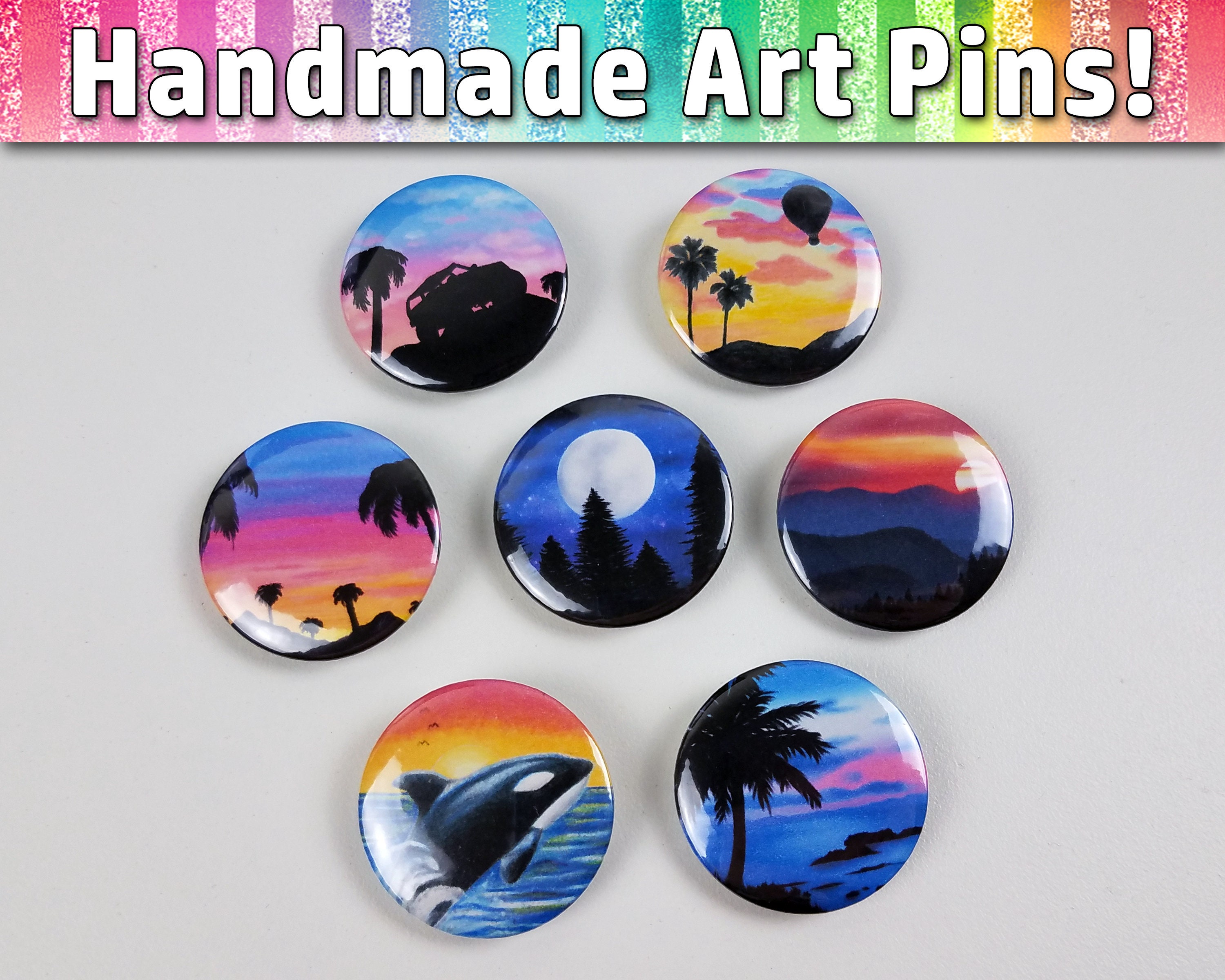 Handmade Art Pins Scenery, 7 Variations - Etsy