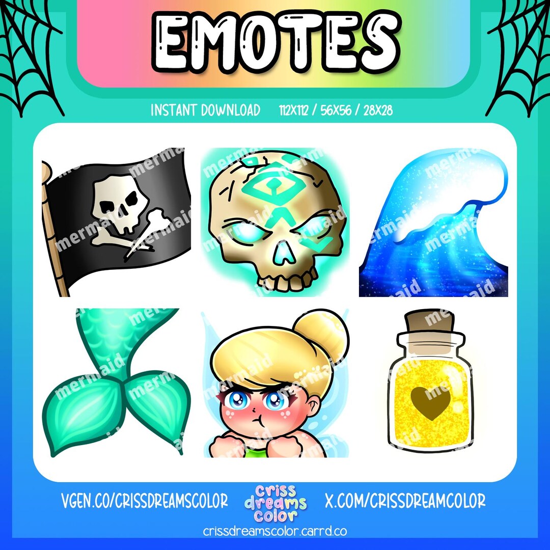 Pirate, Mermaid, Fairy, Emotes, Presized, PNG, Twitch, Discord - Etsy