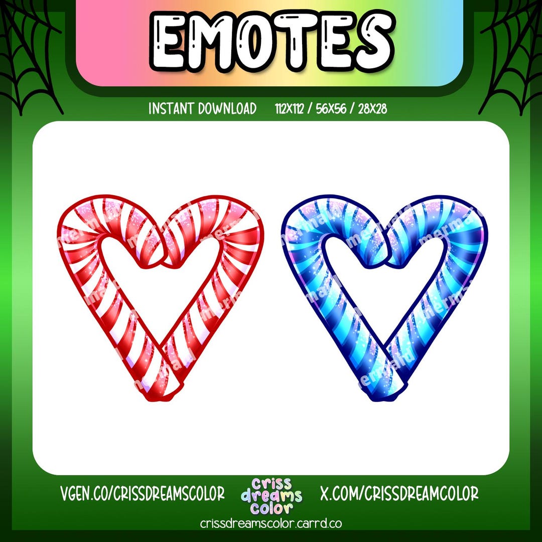 Candy Cane Heart Emotes, Presized, PNG, Twitch, Discord, Icon - Etsy