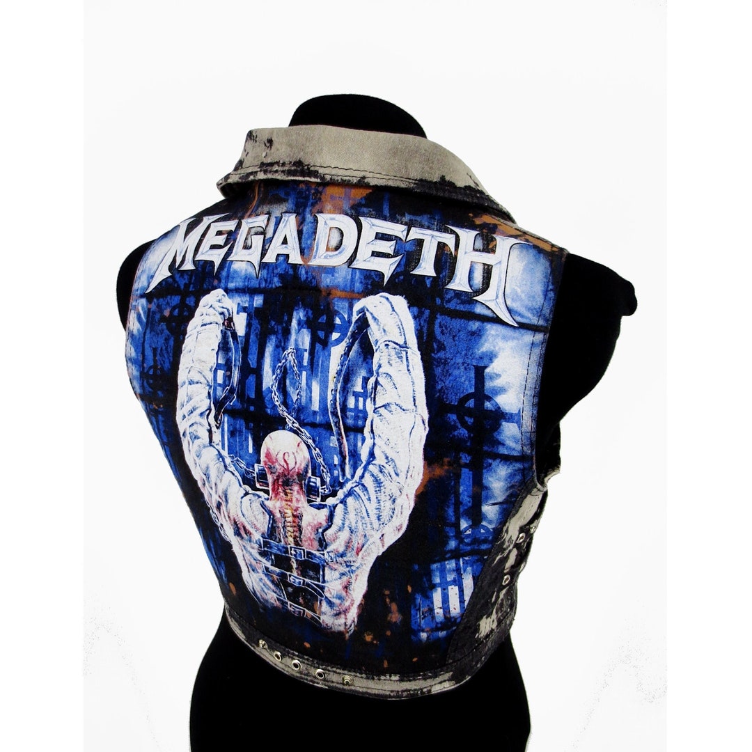 M/L - Megadeth " Broken From Straitjacket " Denim Vest, Handmade, One ...