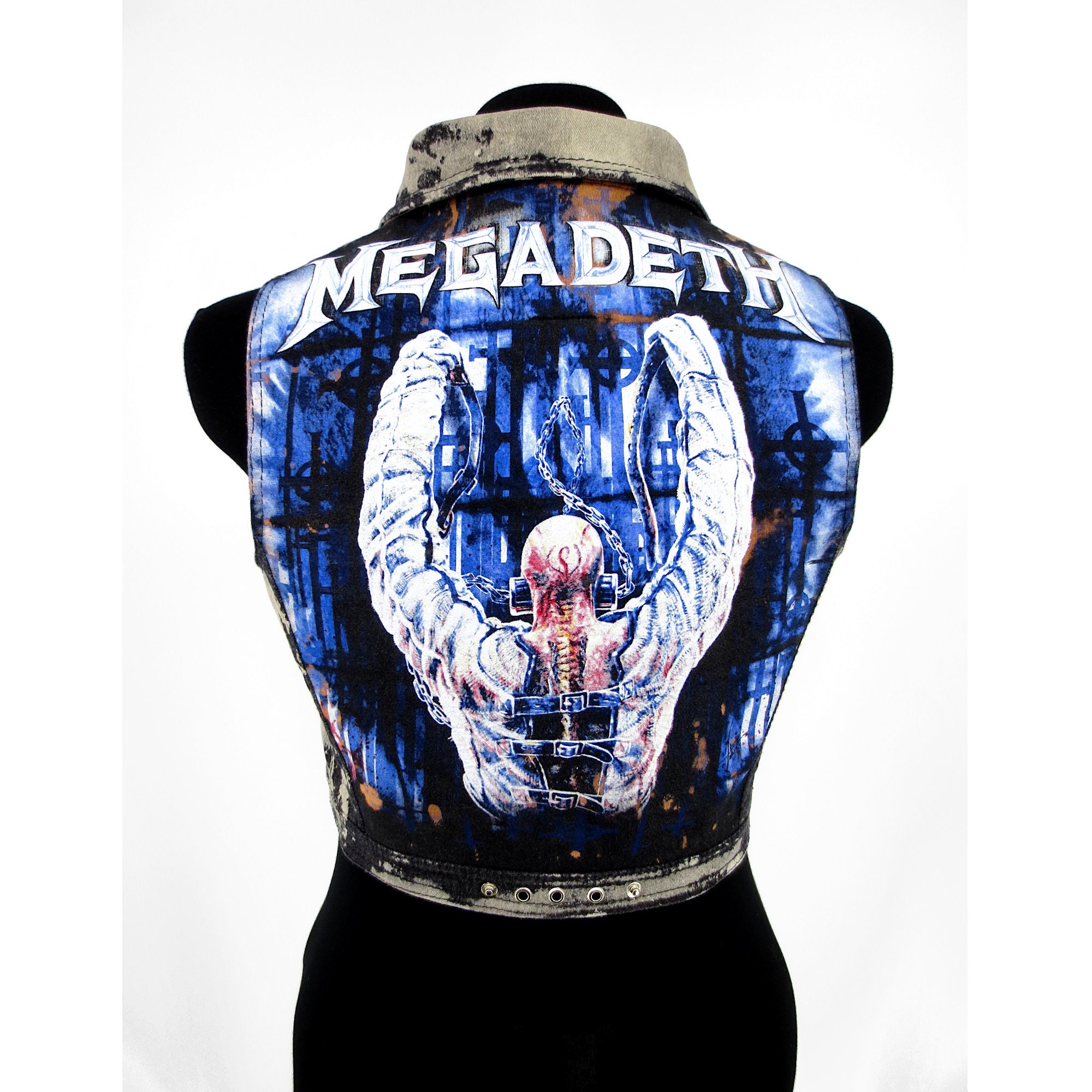 M/L - Megadeth " Broken From Straitjacket " Denim Vest, Handmade, One ...