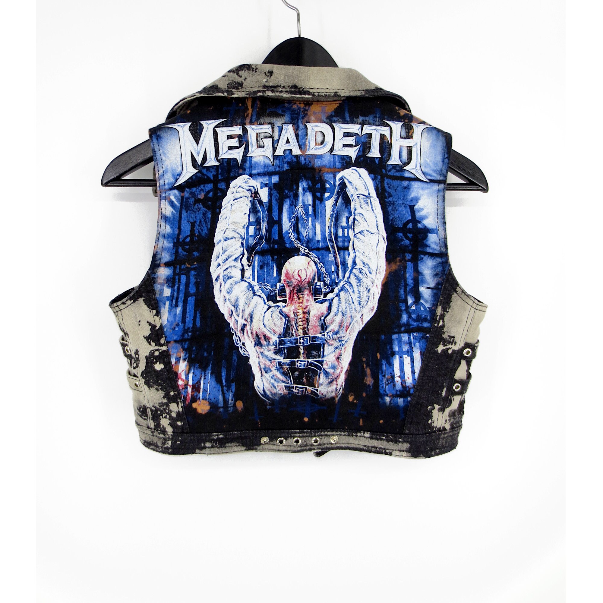 M/L - Megadeth " Broken From Straitjacket " Denim Vest, Handmade, One ...