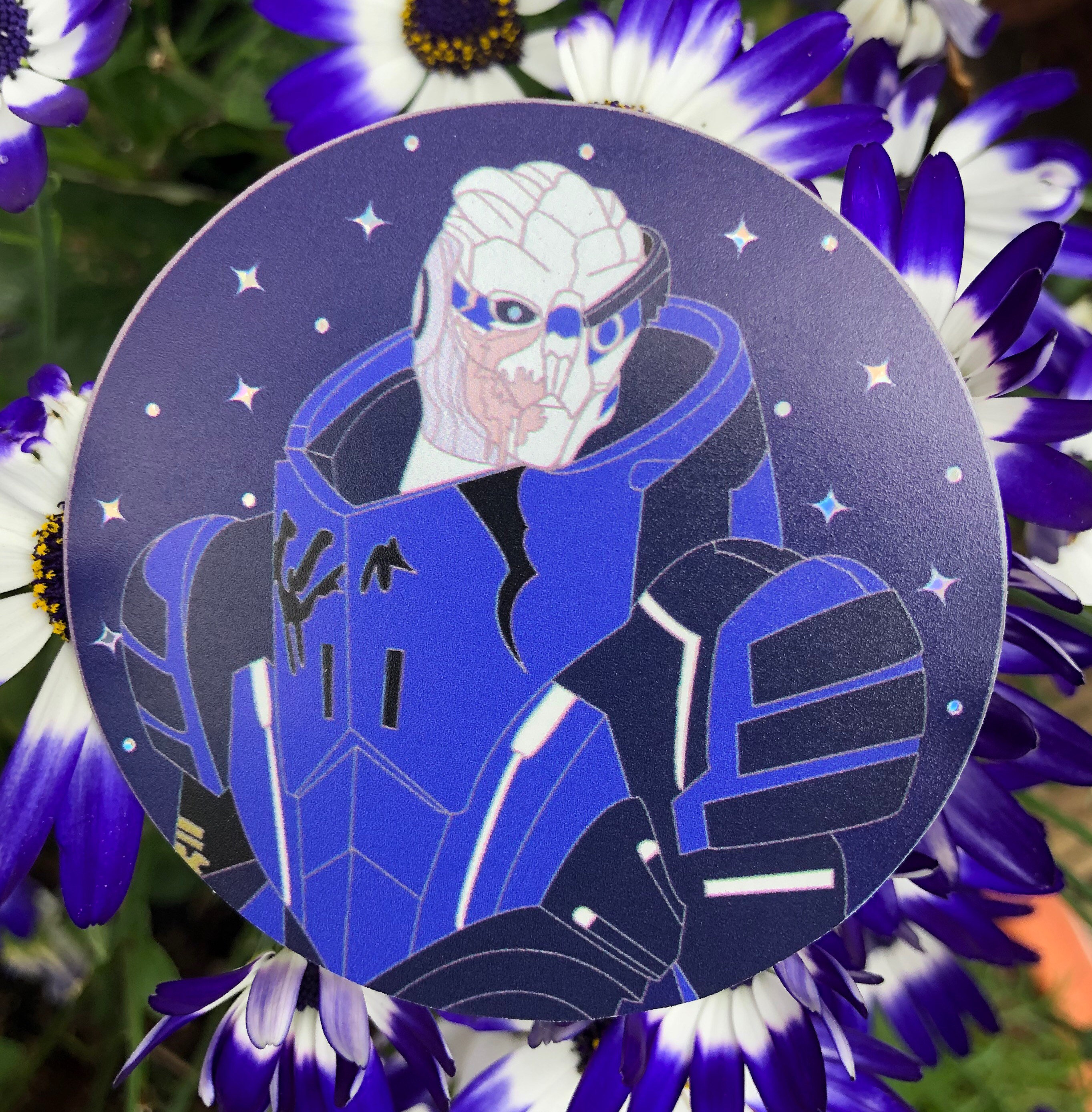 Garrus Vakarian Mass Effect Vinyl sticker with glittery stars | Etsy