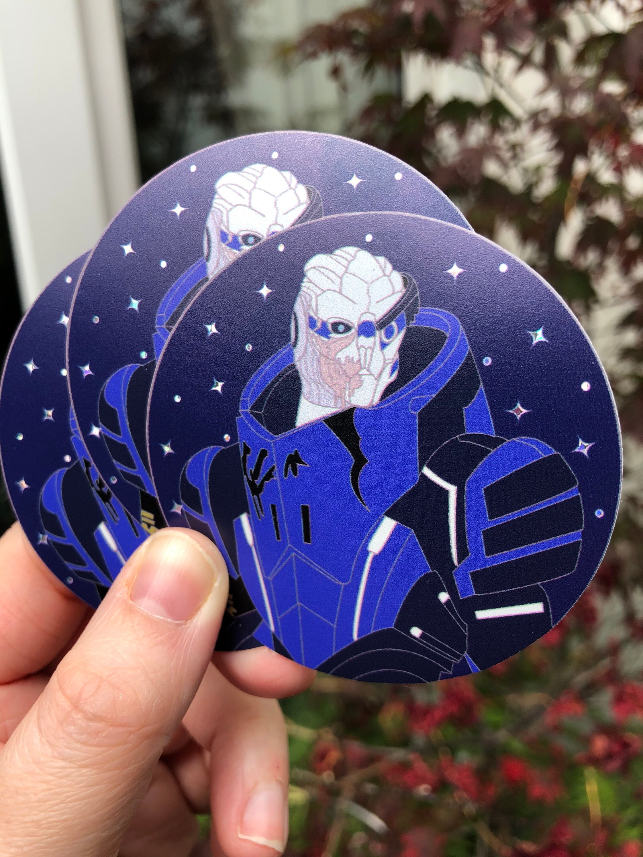 Garrus Vakarian Mass Effect Vinyl sticker with glittery stars | Etsy
