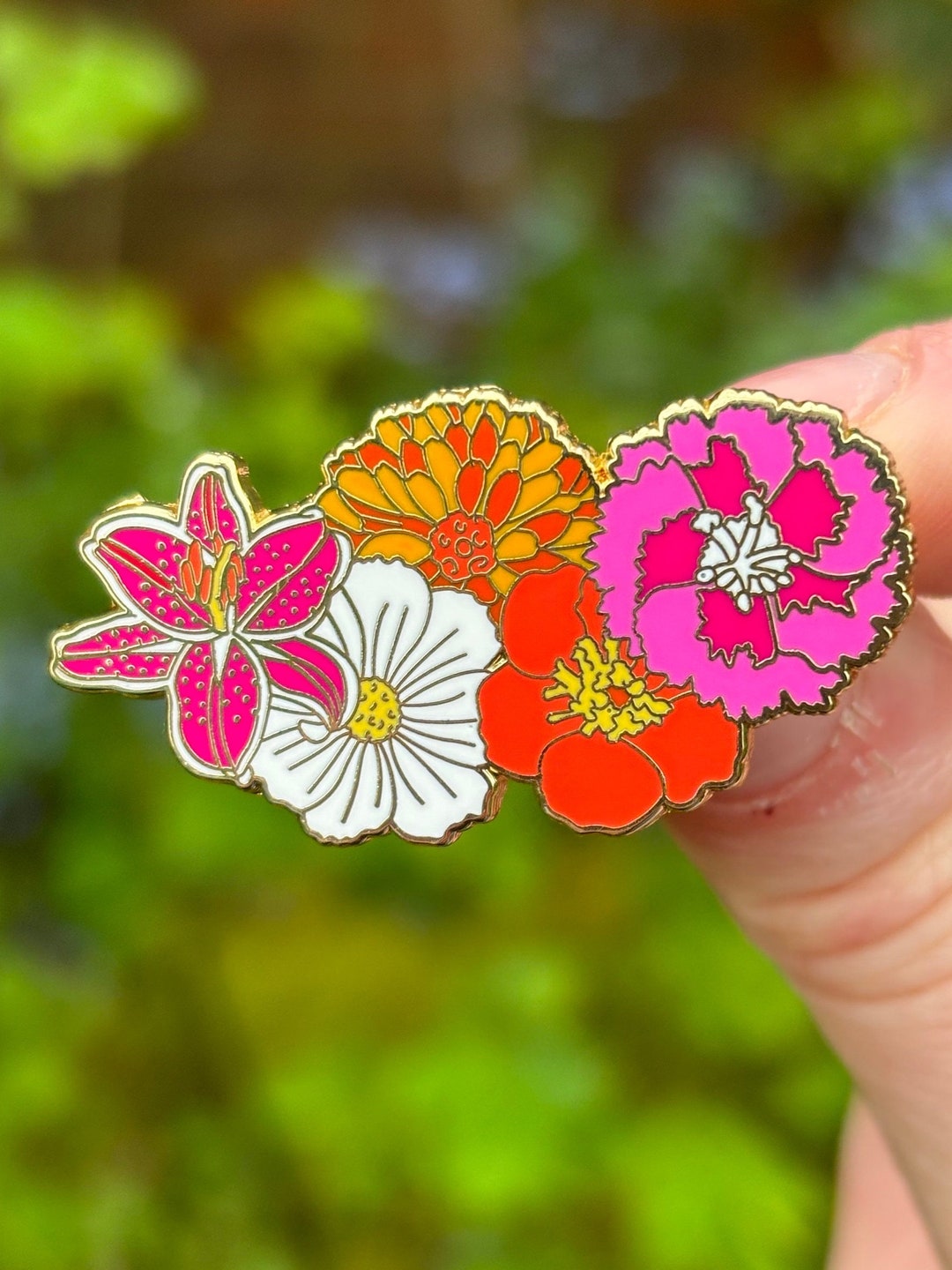 Pride Posies Lesbian Pride Flag Hard Enamel Lapel Pin Badge - Etsy