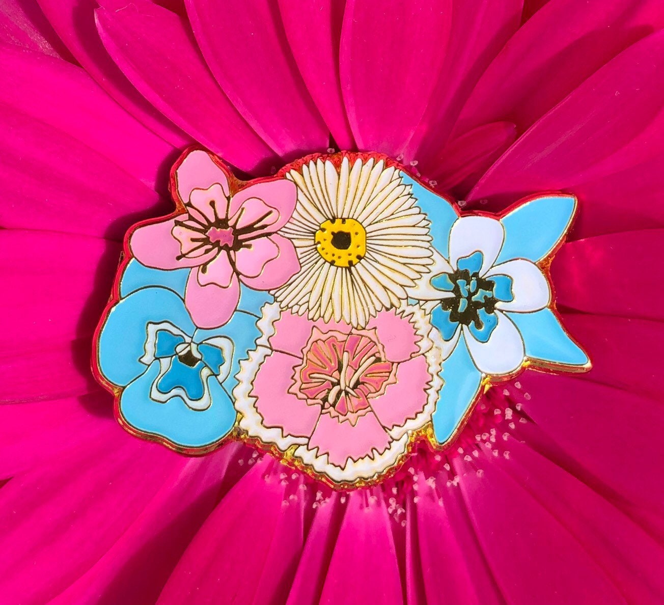 Transgender Pride Posie Floral Enamel Lapel Pin Badge | Etsy