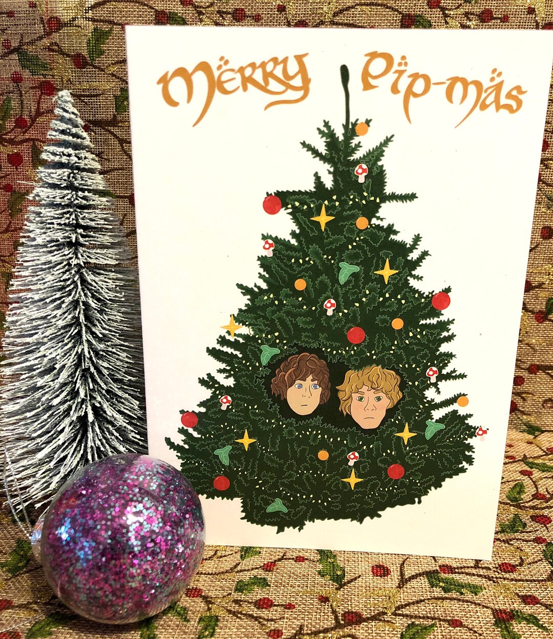 Merry Pip-mas, Lord of the Rings, Tolkien Recycled A5 Christmas Card ...