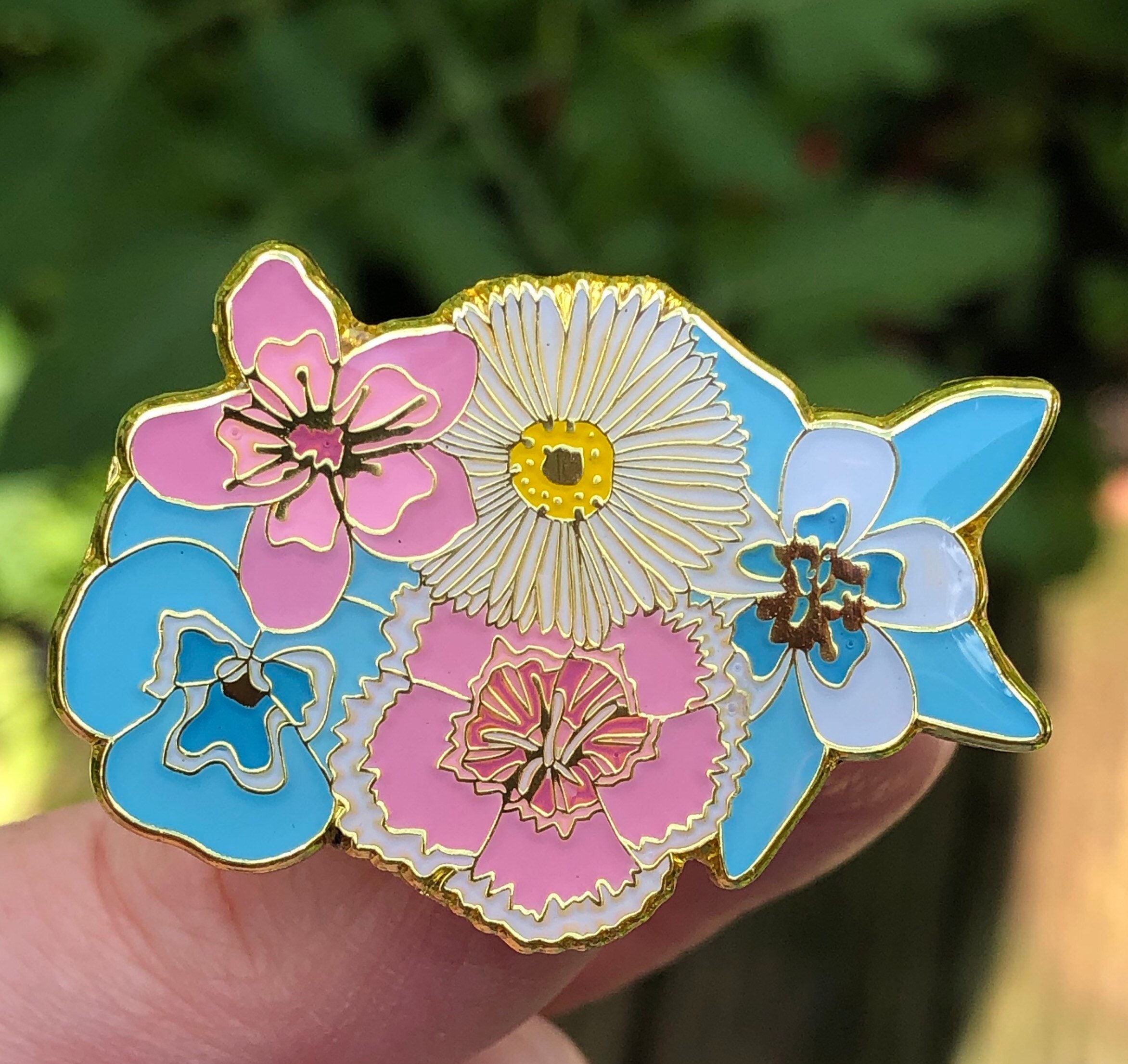 Transgender Pride Posie Floral Enamel Lapel Pin Badge - Etsy