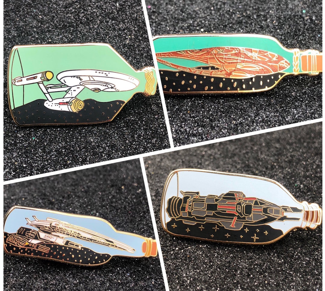 Spaceships in Bottles Hard Enamel Lapel Pin Badges Limited Edition NEW ...