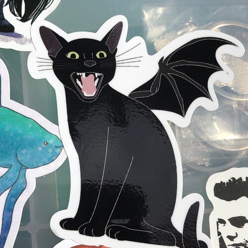 Black Cat Screaming Sticker Vinyl Gloss - Etsy UK