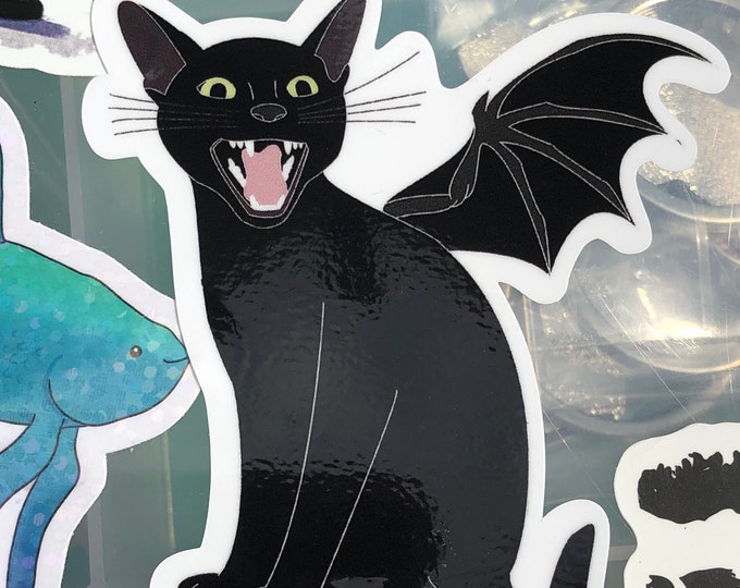 Black Cat Screaming Sticker Vinyl Gloss - Etsy UK
