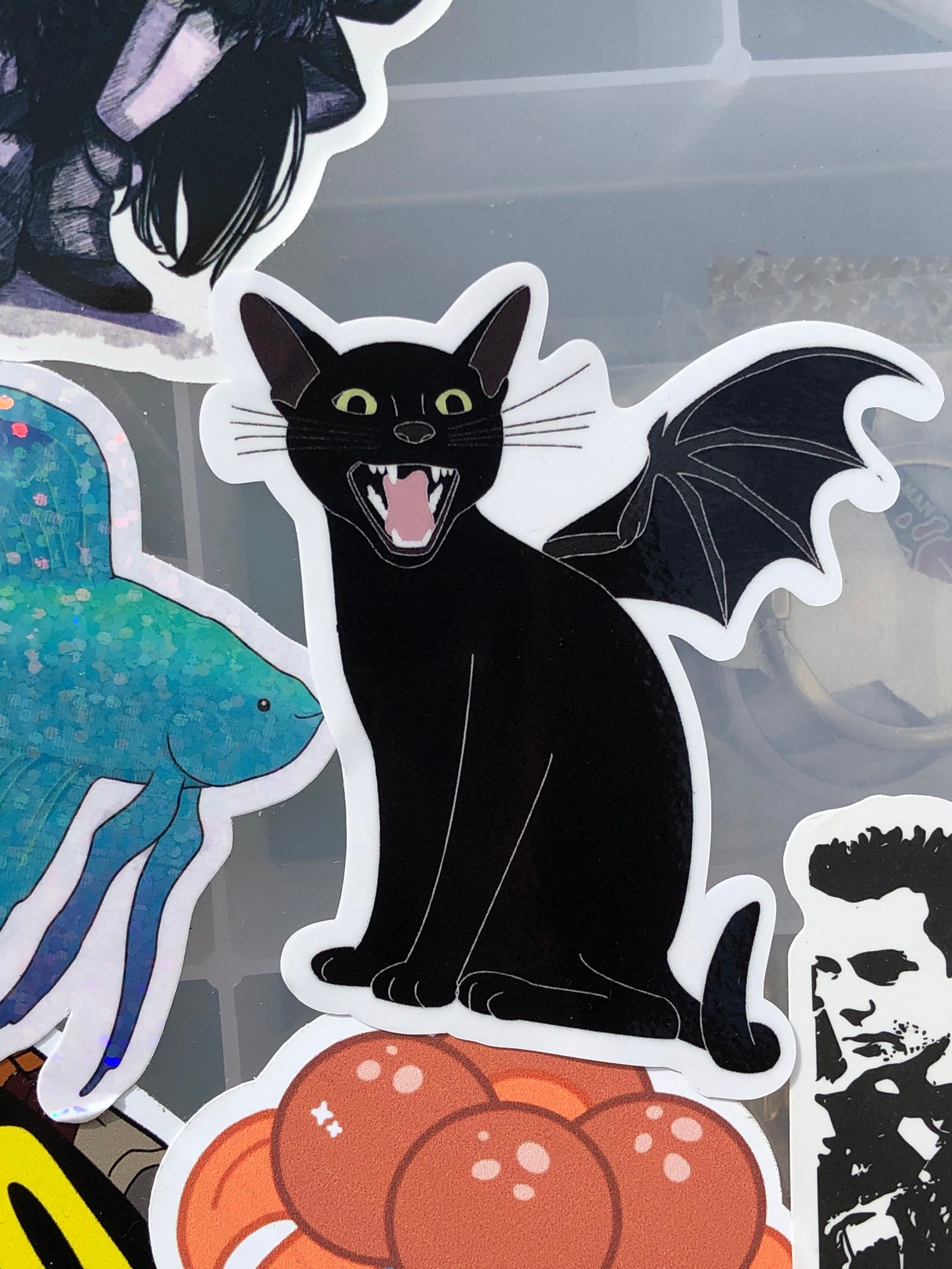 Black Cat Screaming Sticker Vinyl Gloss - Etsy UK