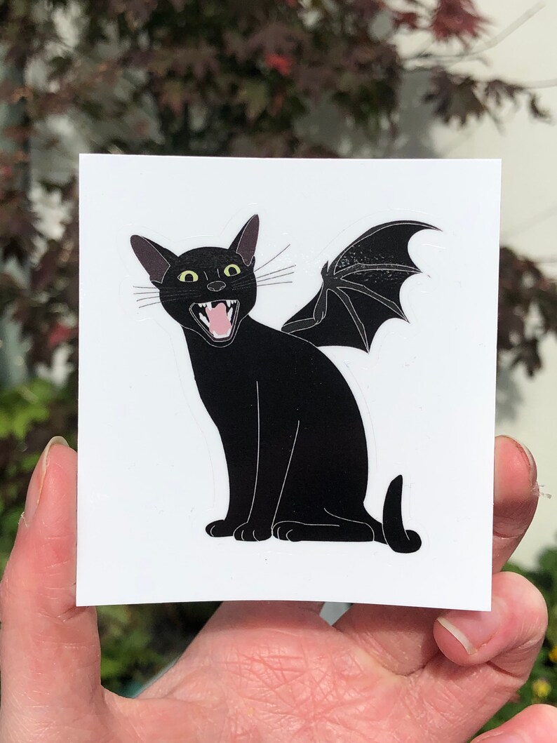 Black Cat Screaming Sticker Vinyl Gloss - Etsy UK