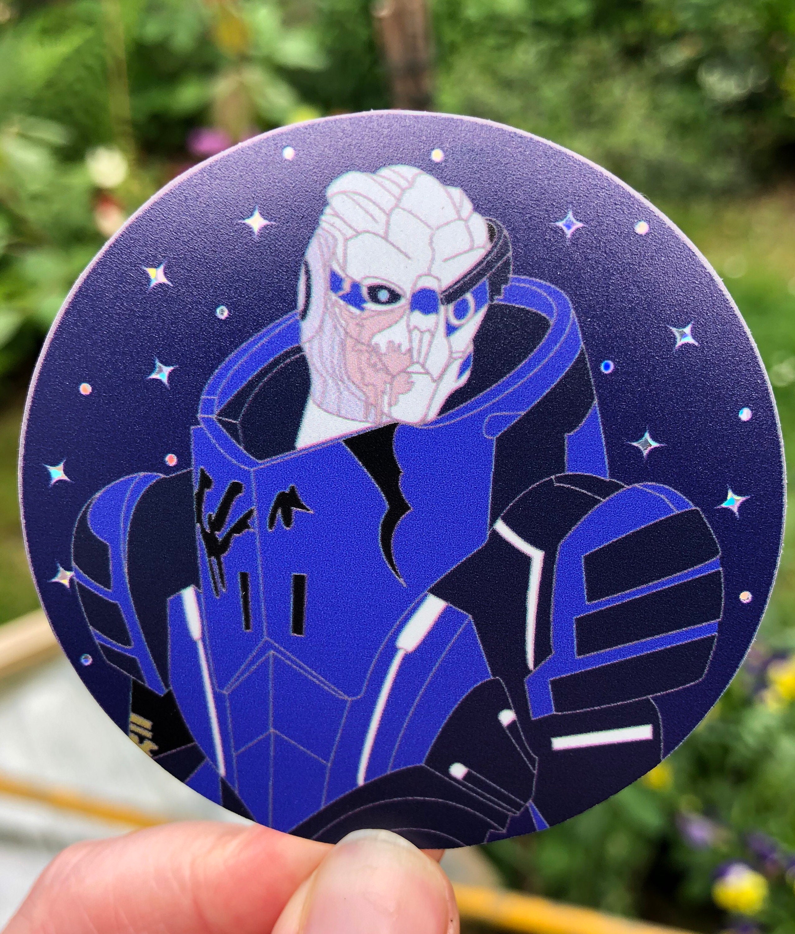 Garrus Vakarian Mass Effect Vinyl sticker with glittery stars | Etsy