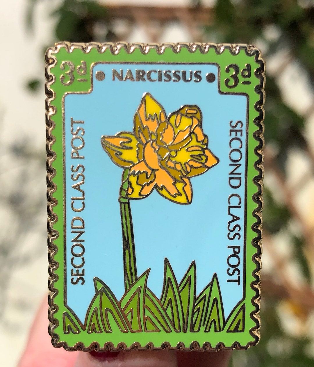 Vintage Daffodil Stamp Hard Enamel Lapel Pin Badge - Etsy