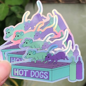Hotdog Rats Holographic Vinyl Sticker - Etsy