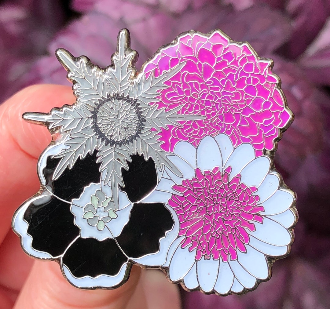 Asexual Pride Posie Floral Enamel Lapel Pin Badge - Etsy
