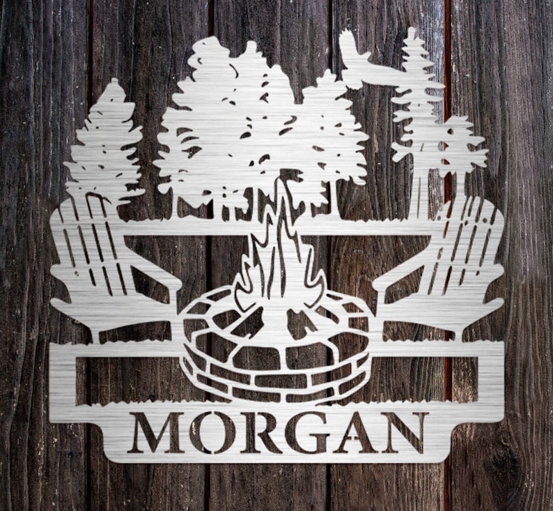 Campfire Monogram Custom Monogram Metal Sign - Etsy
