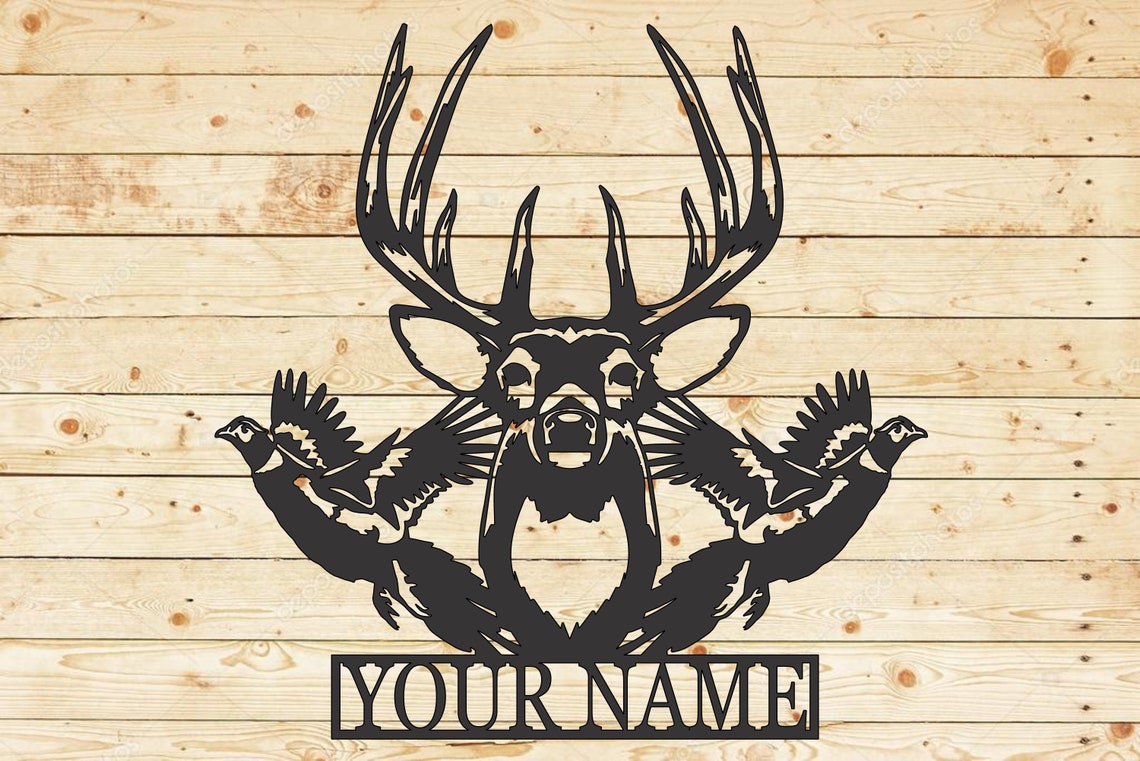 Buck and Pheasants Monogram - Metal - Etsy