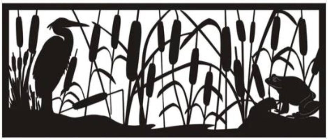 30 X 72 Heron Cattails Bullfrog Metal Balcony Panel - Etsy