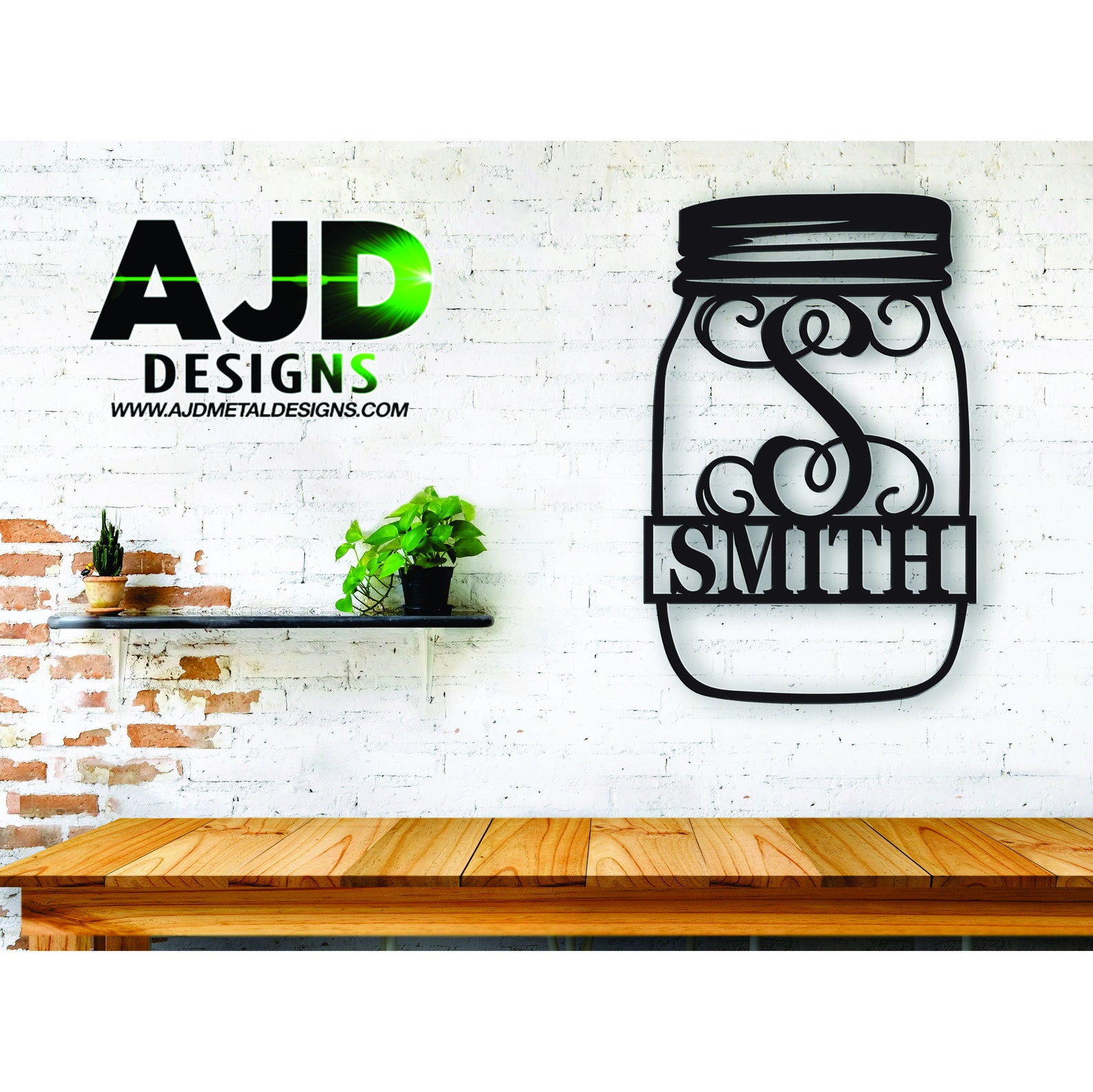 Mason Jar Monogram Custom Monogram Metal Sign - Etsy