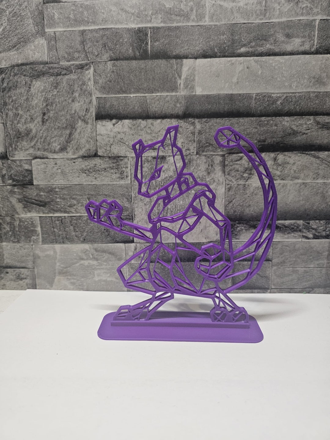 Unique Geometric Low Poly Mewtwo Statue 3D Printed, Modern Home Decor ...