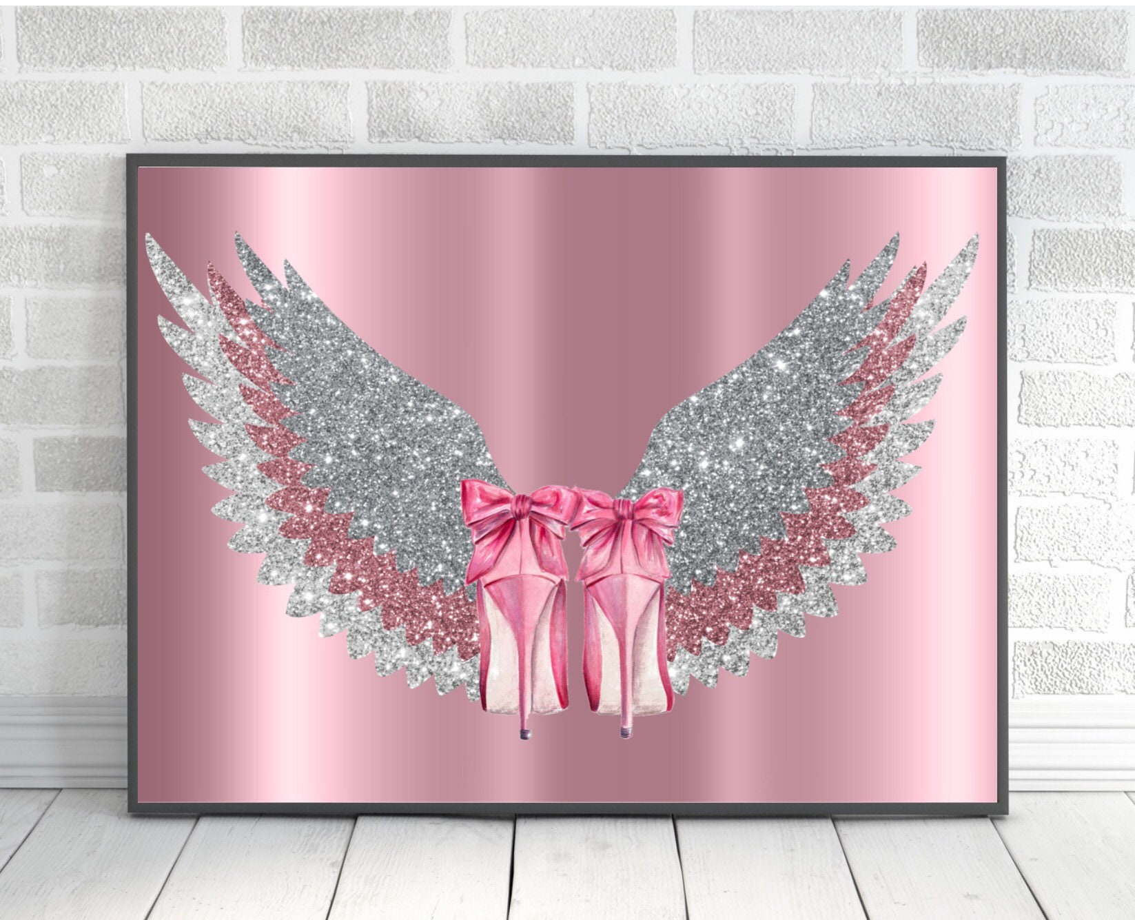 Angel Wings Glitter Wall Art Pink PRINT Bedroom Home Decor - Etsy