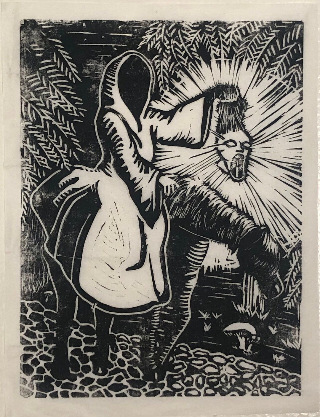 Head Lamp || Block Print, Linocut, Illustration, Art Print, Original ...