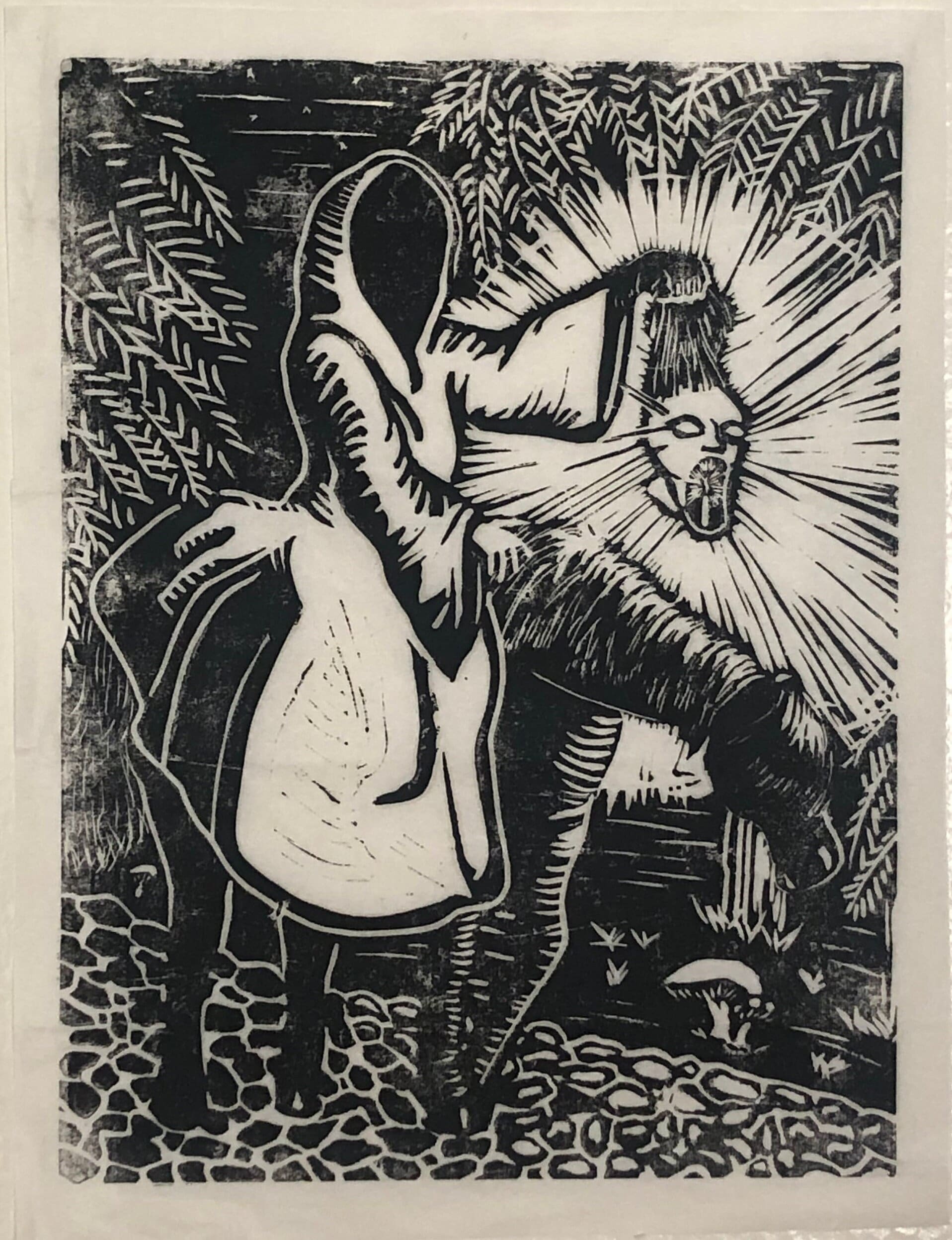 Head Lamp || Block Print, Linocut, Illustration, Art Print, Original ...