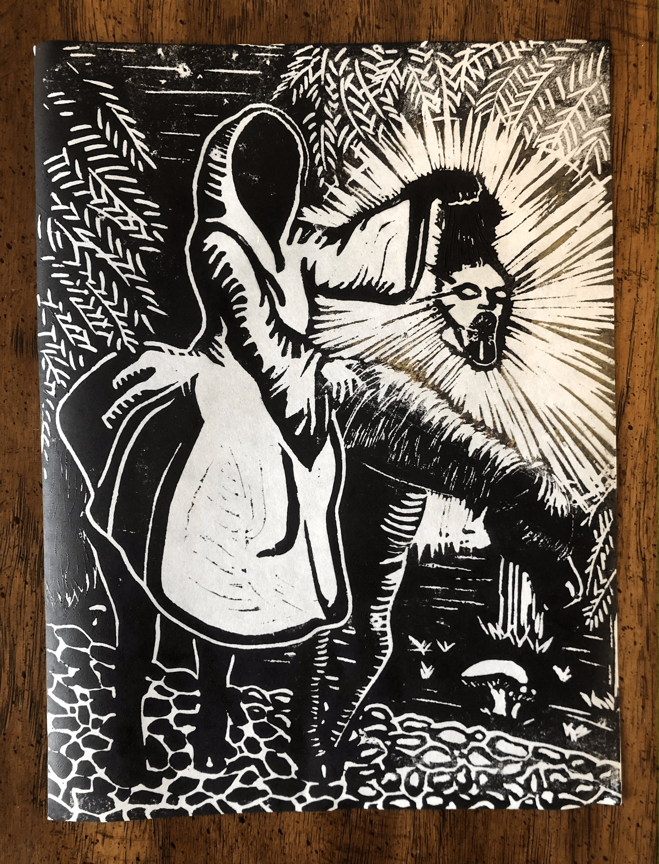 Head Lamp || Block Print, Linocut, Illustration, Art Print, Original ...