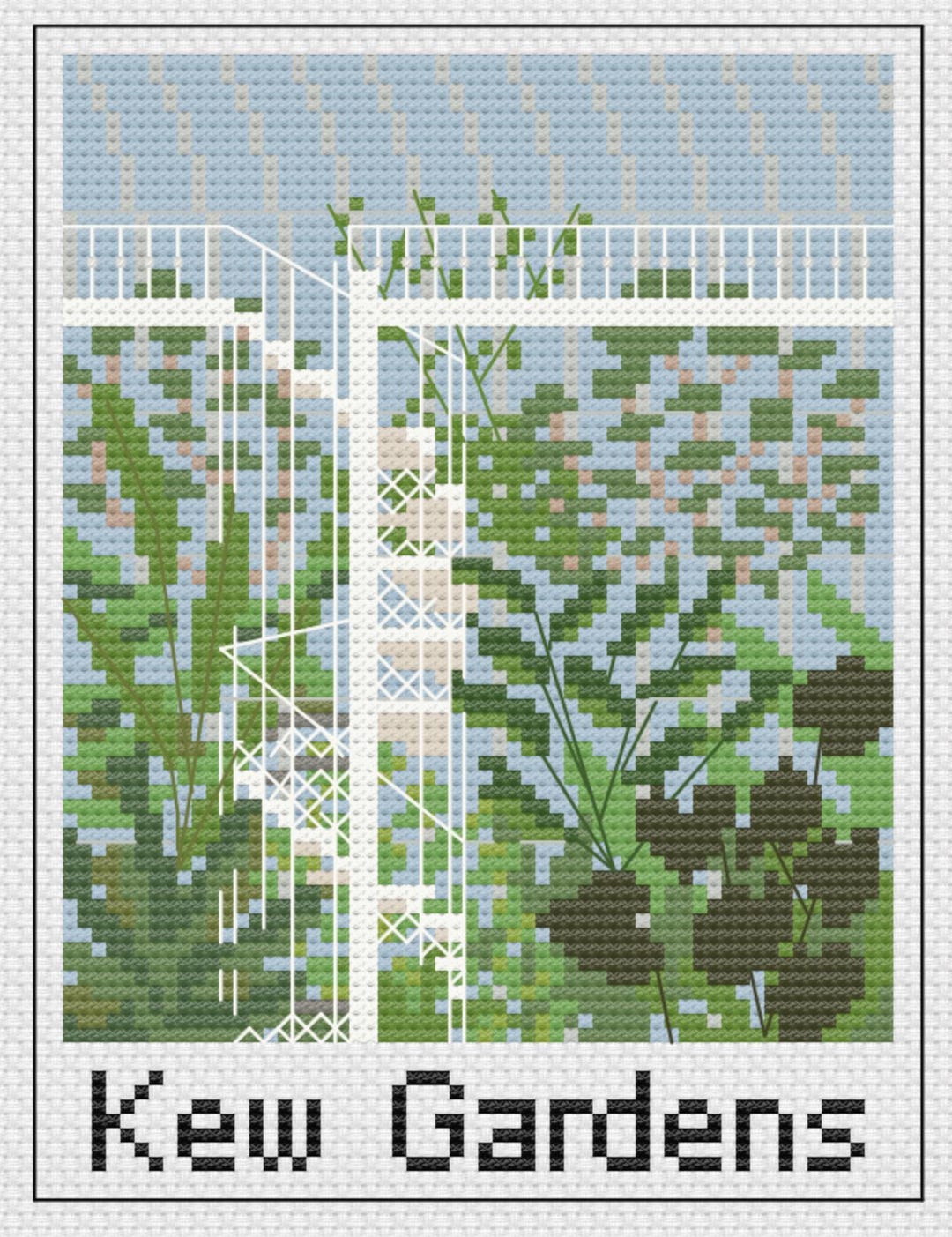 Kew Gardens Palm House Postcard Cross Stitch Pattern PDF Download - Etsy