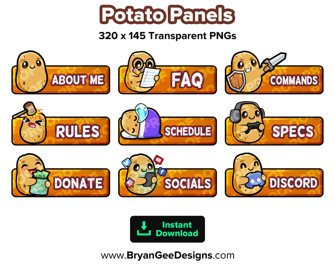 Potato Twitch Panels for Streaming, Youtube Panels, Kick Panels, Rumble ...