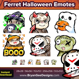 Ferret Weasel Halloween Twitch Emotes Spooky Sip Devil Ghost Pumpkin ...