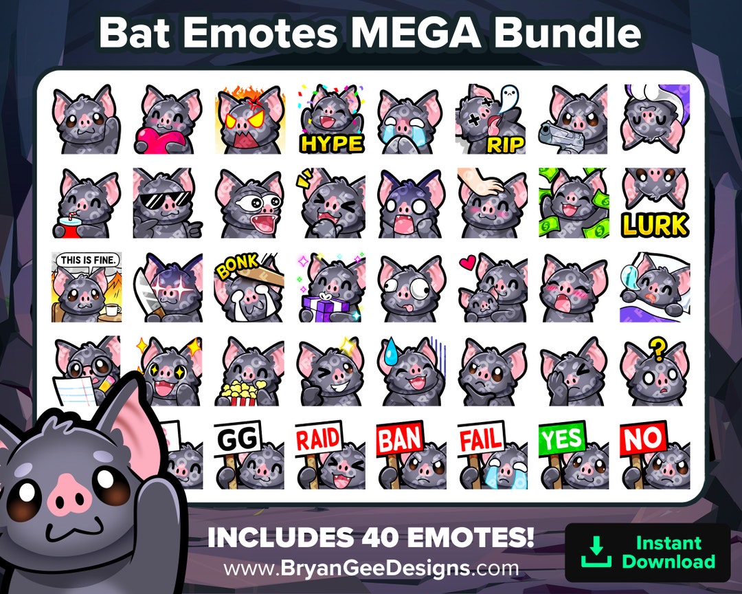 Bat Twitch Emotes MEGA Bundle for Streaming, Youtube Emotes, Discord ...