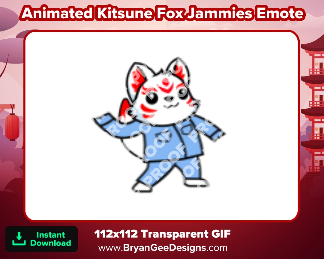 Animated Kitsune Fox Jammies Dancing Emote for Twitch, Animated Emote ...